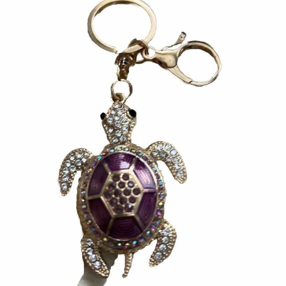 Unbranded | Accessories | Turtle Rhinestones Key Fob Chain In Gold Tone ...